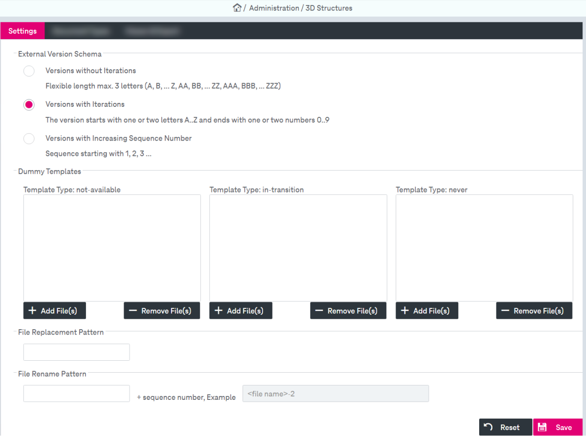 3D structures settings