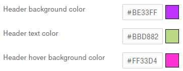Header colors