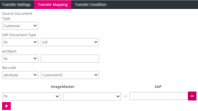 SAP transfer configuration