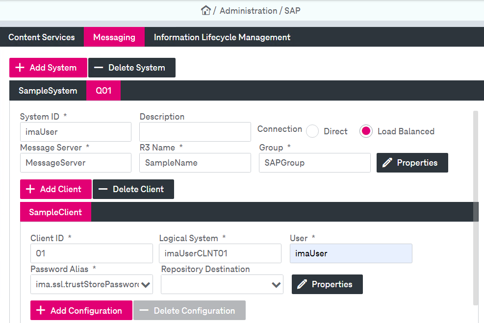 SAP JCo destination properties