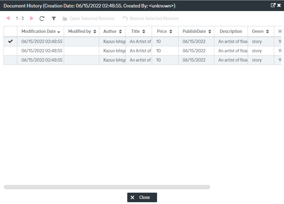 Tracking document history