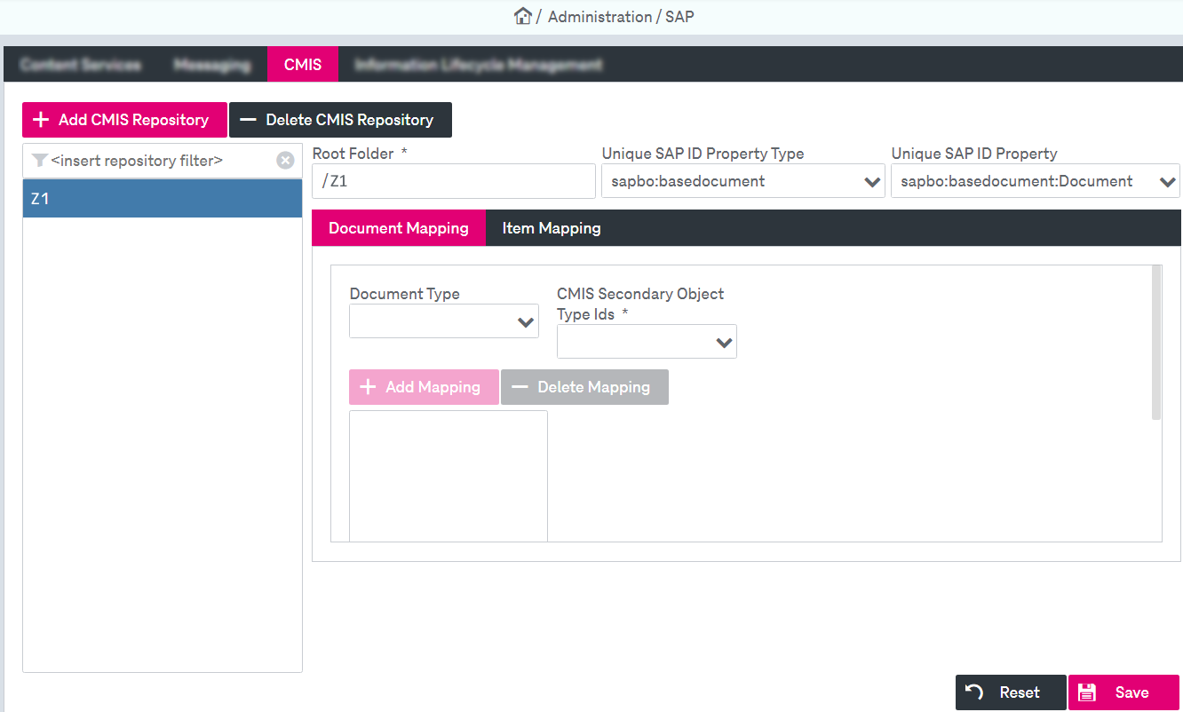 Creation of a CMIS repository