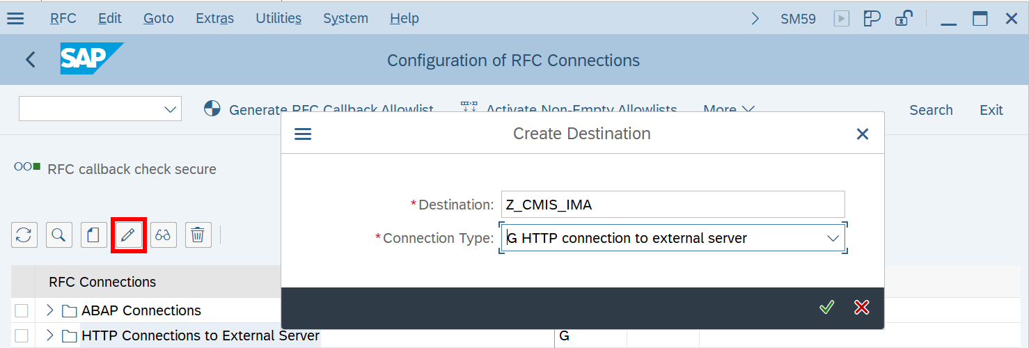 Create an RFC connection