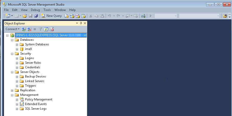 Manual database setup with Microsoft SQL Server Management Studio
