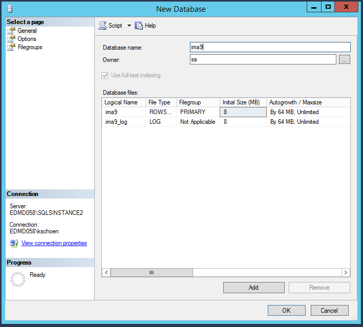 Manual database setup with Microsoft SQL Server Management Studio