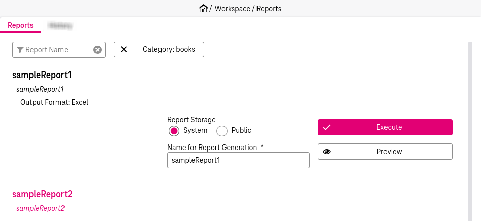 Reports (for creation of a report)