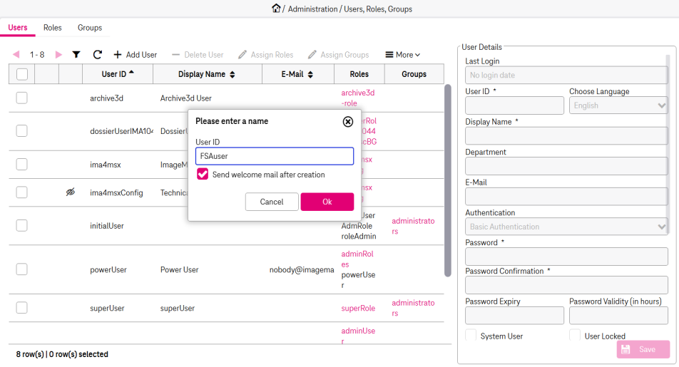 Create user accounts